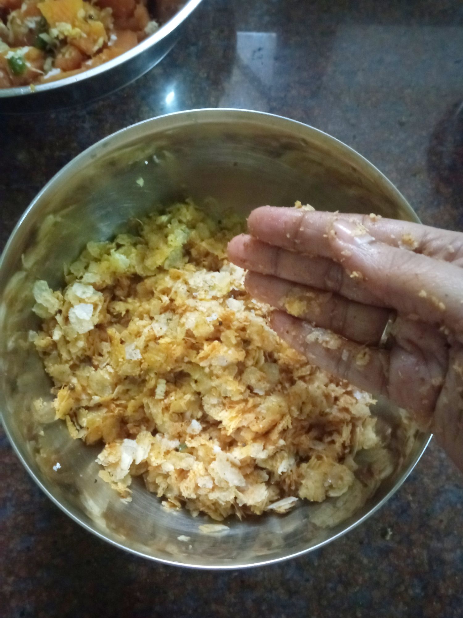 Kananga Usli – Theek phovu | Sweet potato stir fry – Spicy thin Poha ...